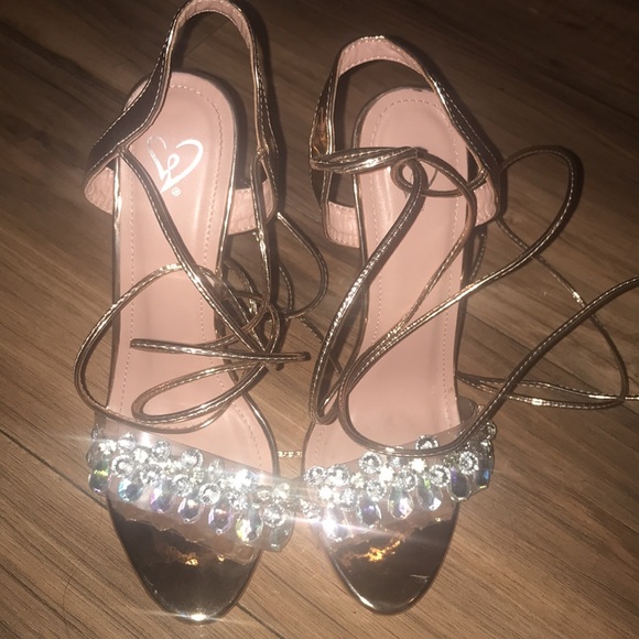 Windsor | Shoes | Windsor Rose Gold Rhinestones High Heels Size 8 ...